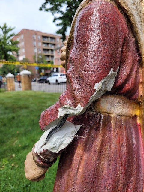 St. Bernadette statue vandalized outside N.Y. Catholic church ...