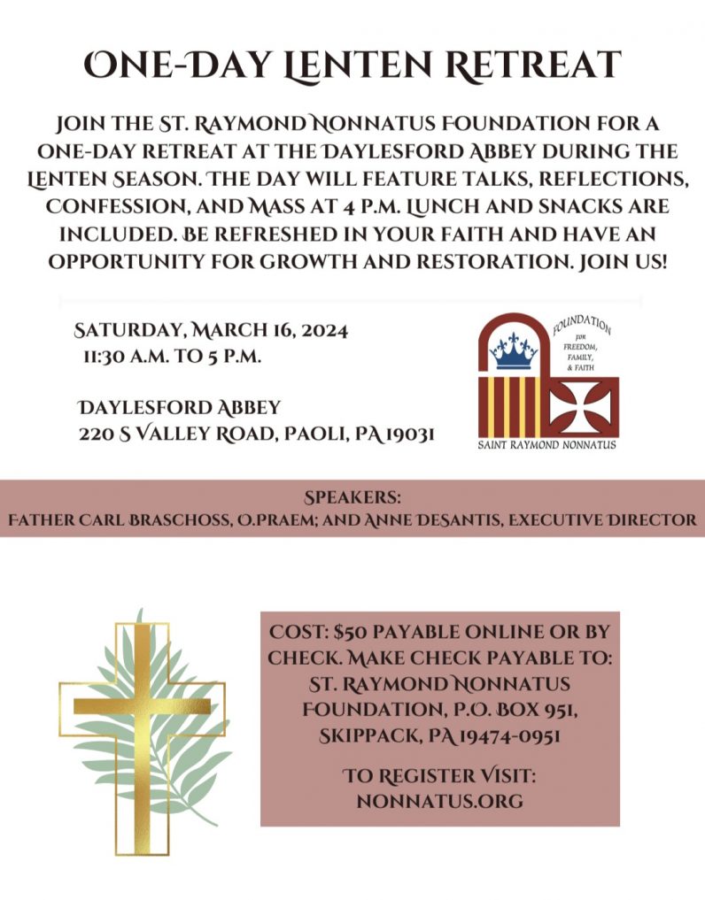 St. Raymond Nonnatus Foundation to Hold Lenten Retreat March 16 ...