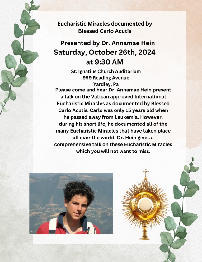 Presentation to Highlight Eucharistic Miracles Documented by Blessed ...