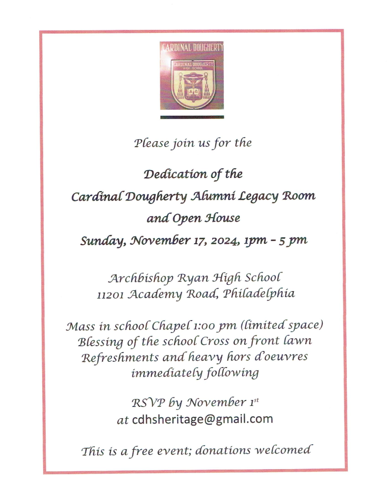 Cardinal Dougherty HS Alumni to Celebrate Legacy and Heritage Nov. 17 ...
