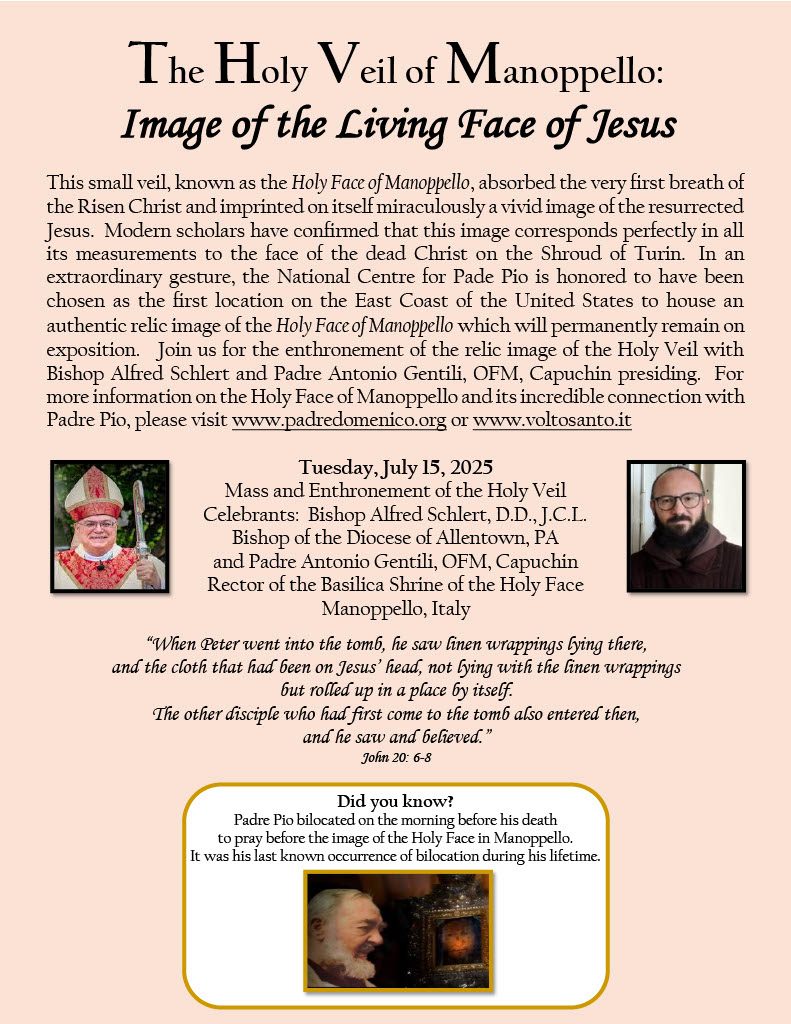 Mass and Enthronement of the Holy Veil of Manoppello at National Center ...