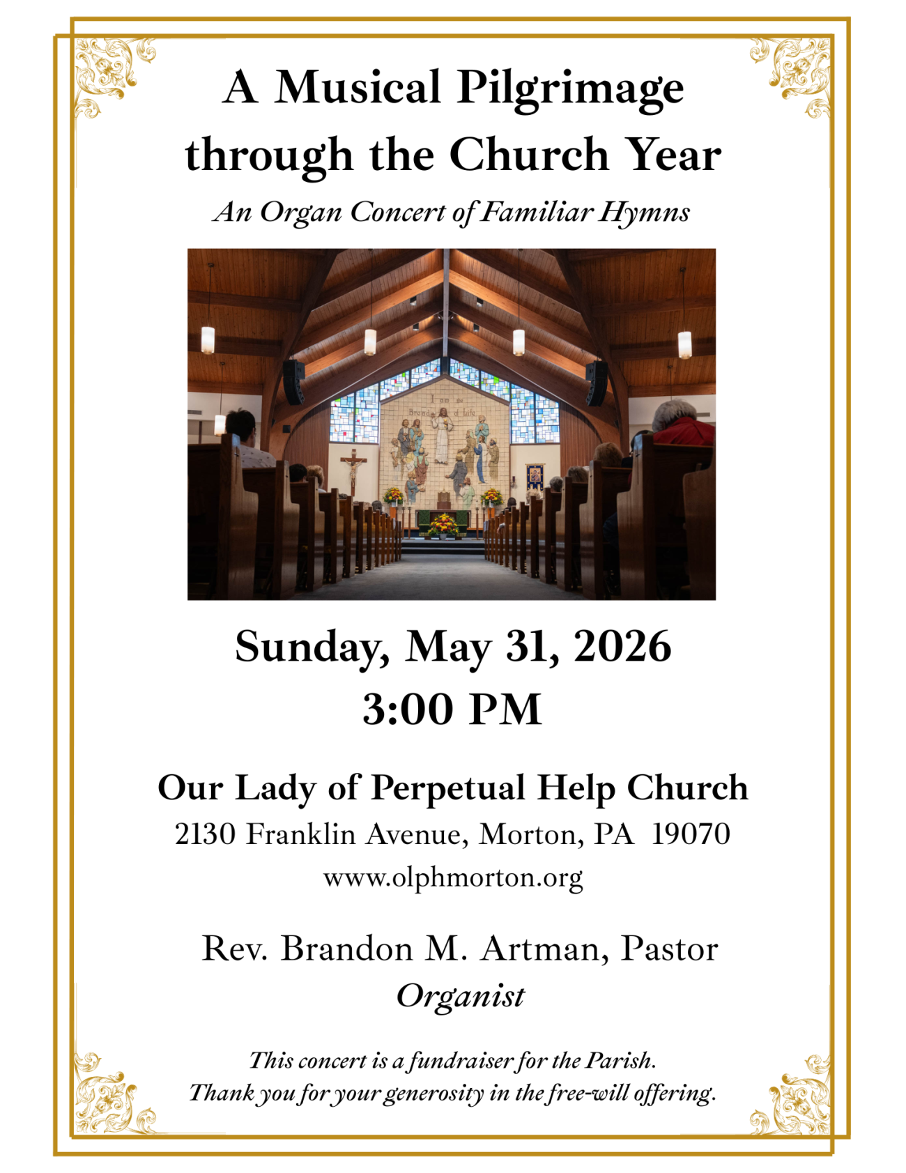 Organ Concert at Our Lady of Perpetual Help Church, Morton, set for May ...