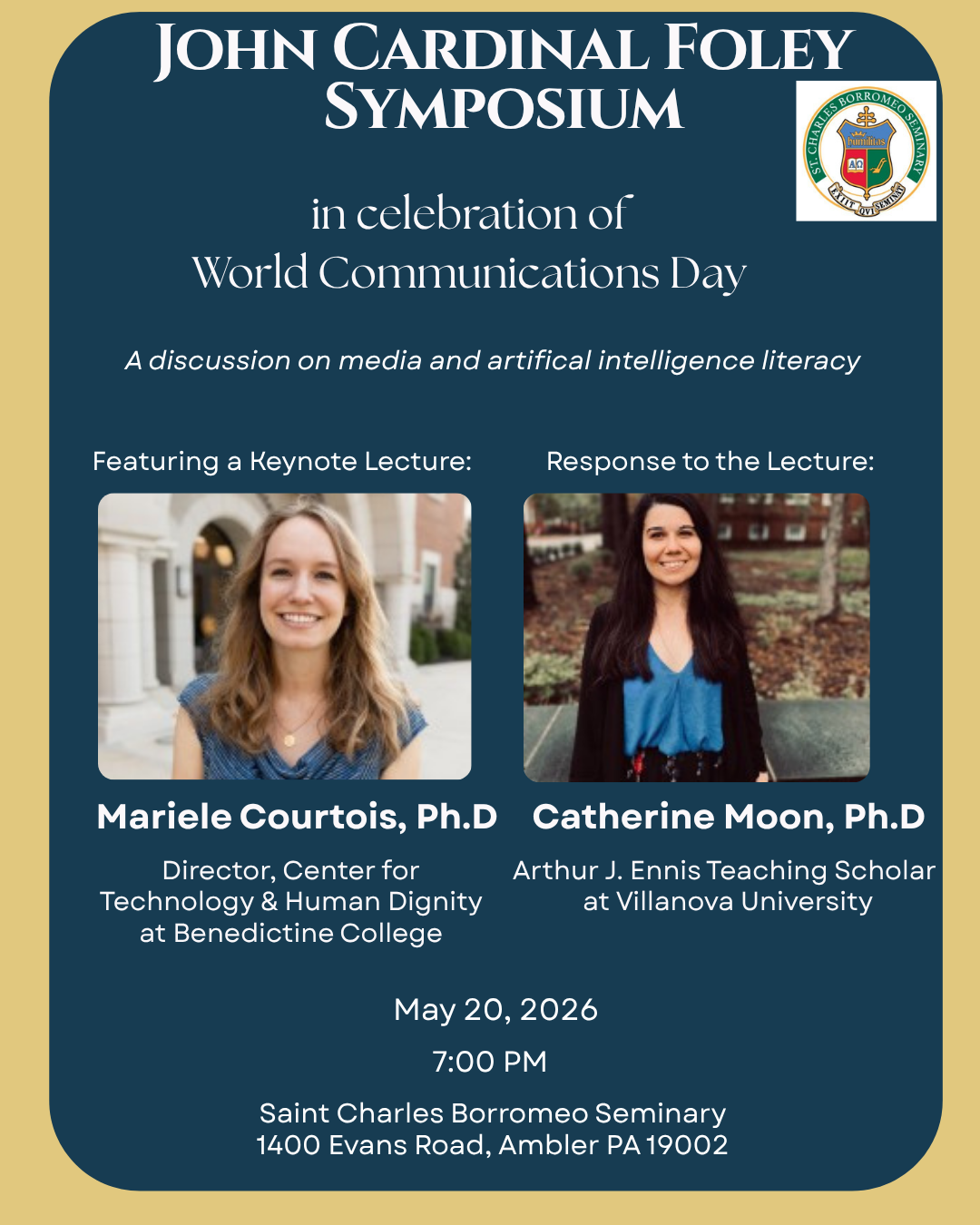 Cardinal Foley Symposium to Explore AI, Media on May 20 - CatholicPhilly
